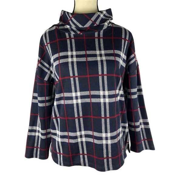 Tops | Pure Blue Plaid Long Sleevetop 10 Cotton Mock Turtleneck Sz 6 ...